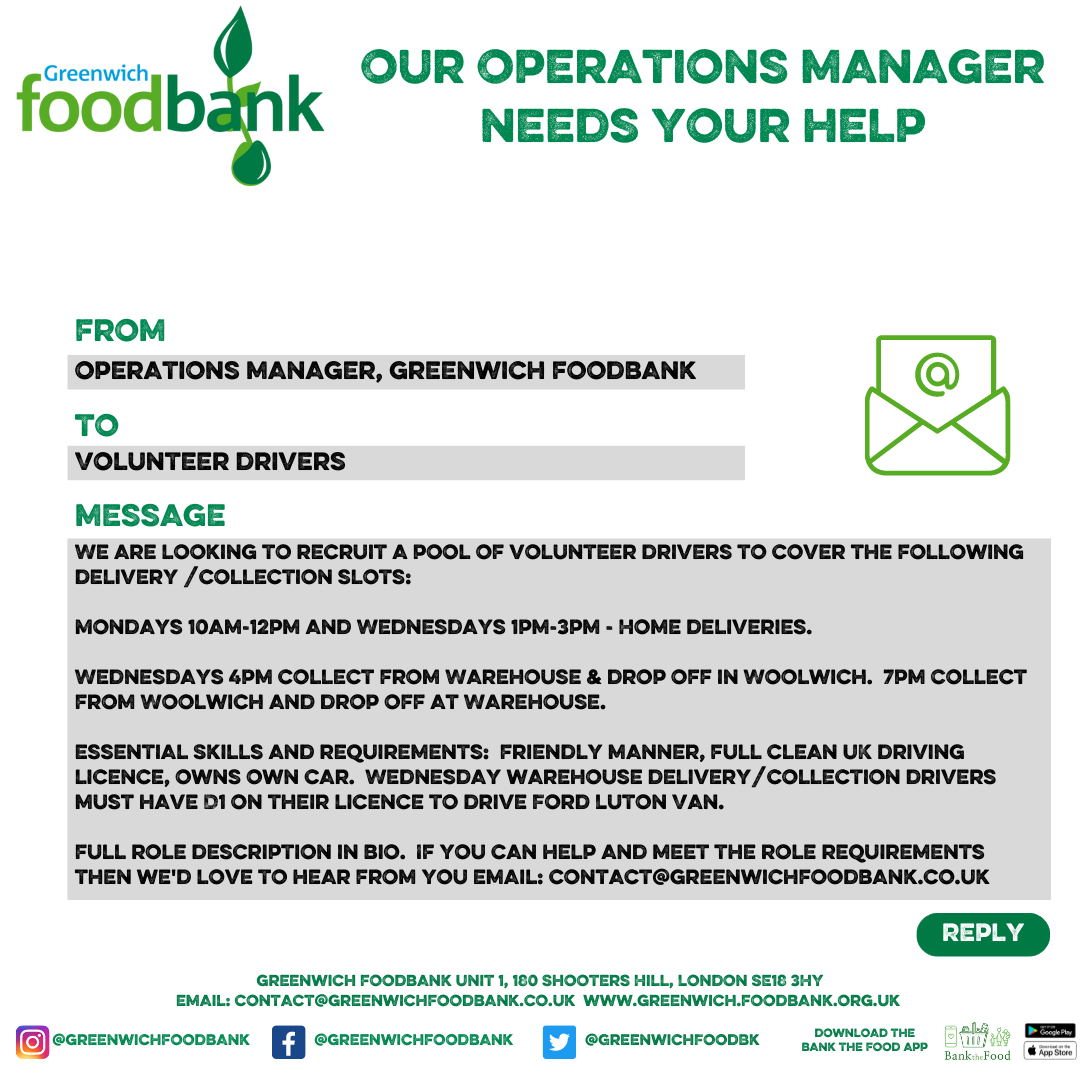 Volunteer Drivers | Greenwich Foodbank