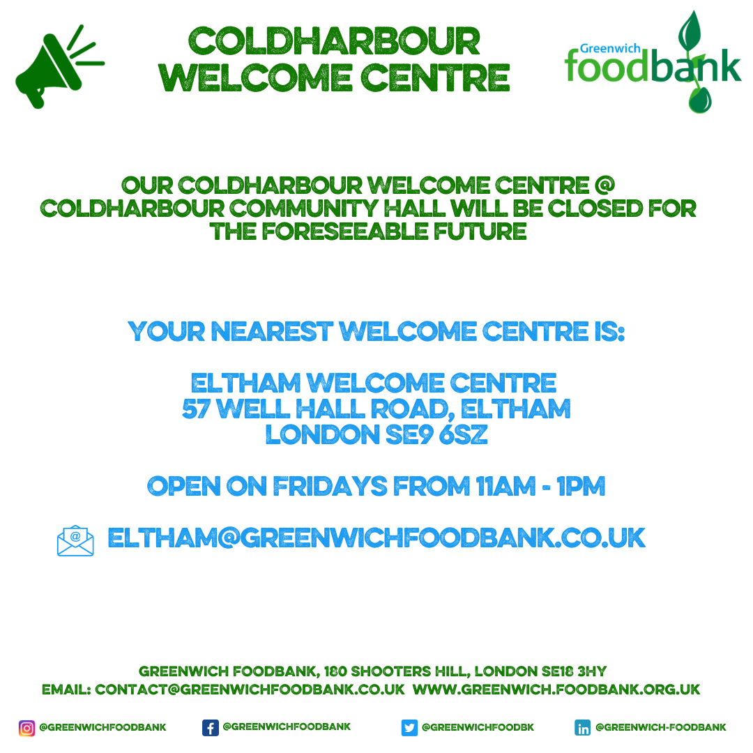 Coldharbour Welcome Centre Update | Greenwich Foodbank
